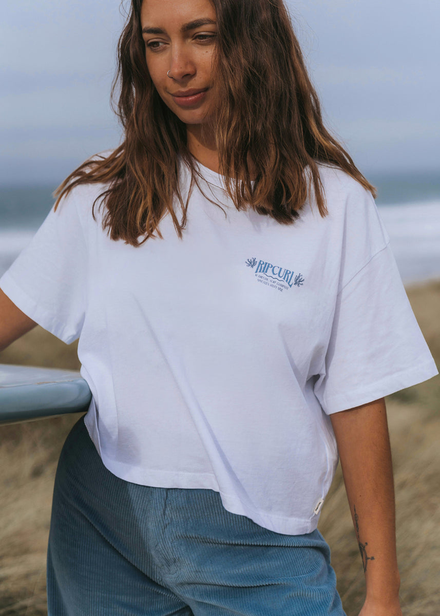Rip Curl Coral Sands Cropped T-Shirt White – The Beach Boutique | A ...
